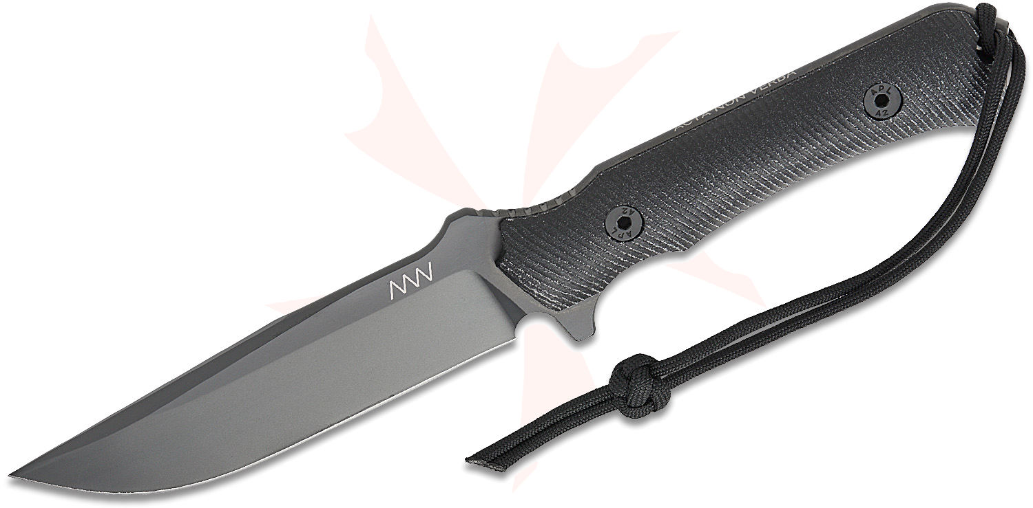 Acta Non Verba M41 Grifus Fixed Blade Knife 5.25" Elmax Black DLC Drop Point Blade, Black ...