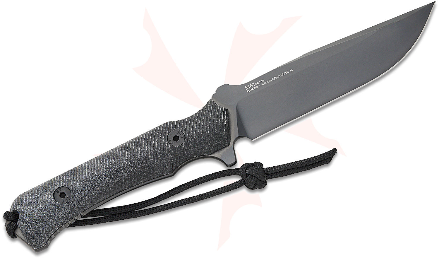 Acta Non Verba M41 Grifus Fixed Blade Knife 5.25" Elmax Black DLC Drop Point Blade, Black ...