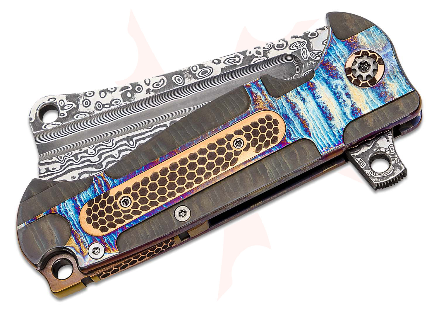 Andre De Villiers Knives Battle Cleaver Flipper Knife 4" VG-10 Damascus ...