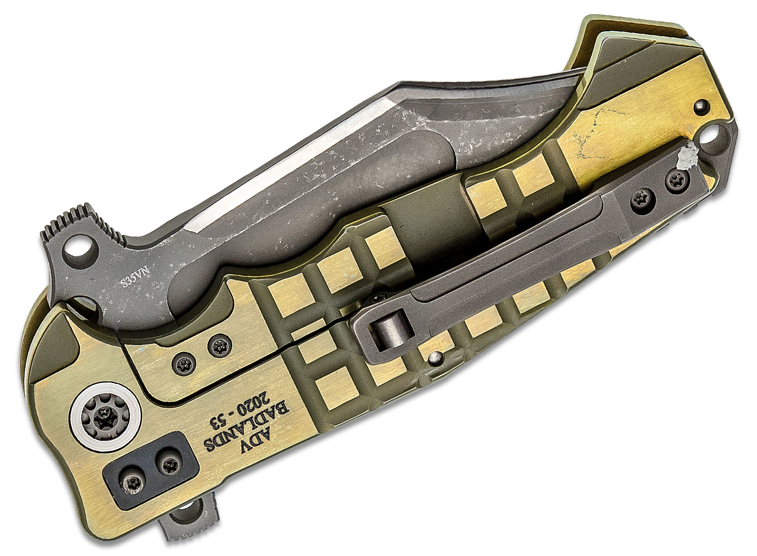 Andre De Villiers Knives Badlands Bowie Flipper Knife 4" S35VN Two-Tone ...