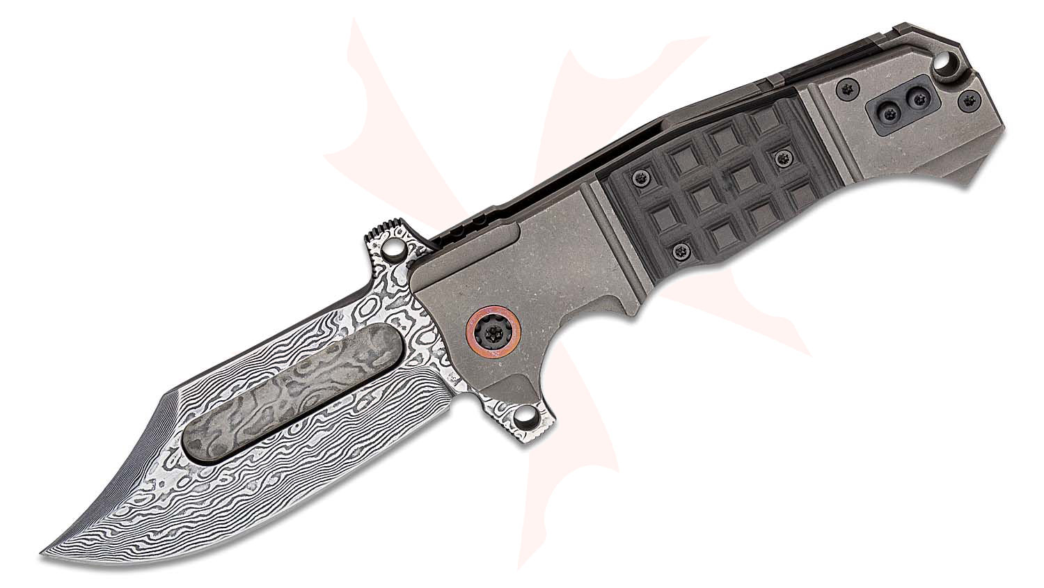 Andre De Villiers Knives Badlands Bowie Flipper Knife 4" VG-10 Damascus ...