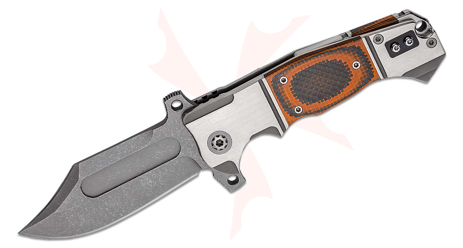 Andre De Villiers Knives Badlands Bowie Flipper Knife 4" S35VN Tumbled ...
