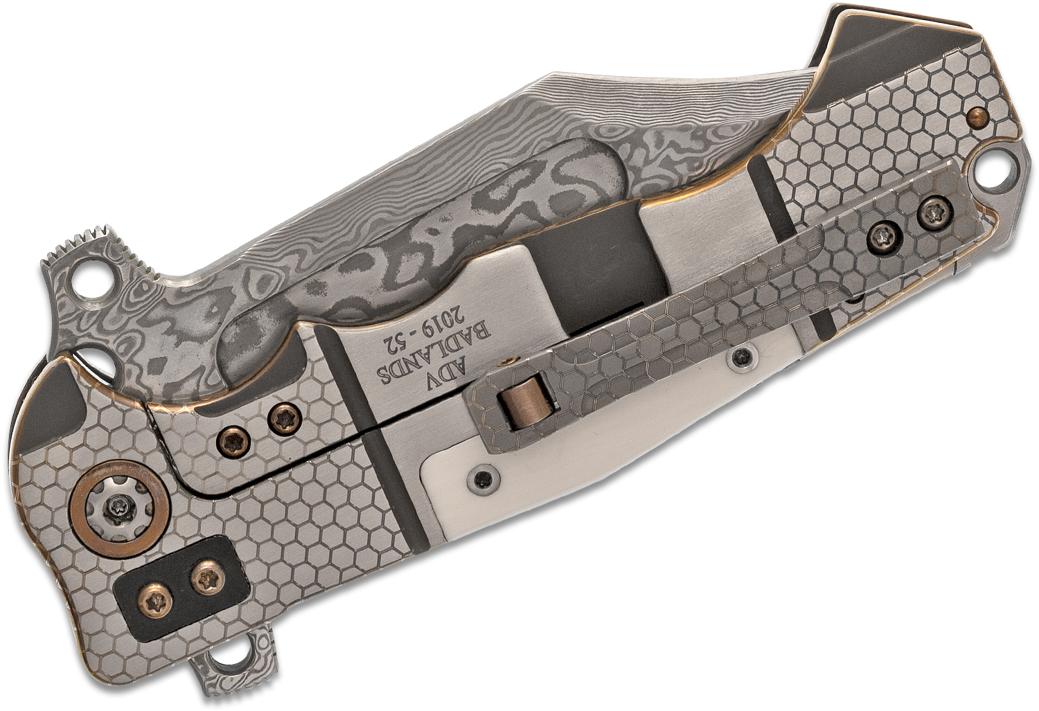 Andre De Villiers Knives Badlands Bowie Flipper Knife 4" VG-10 Damascus ...