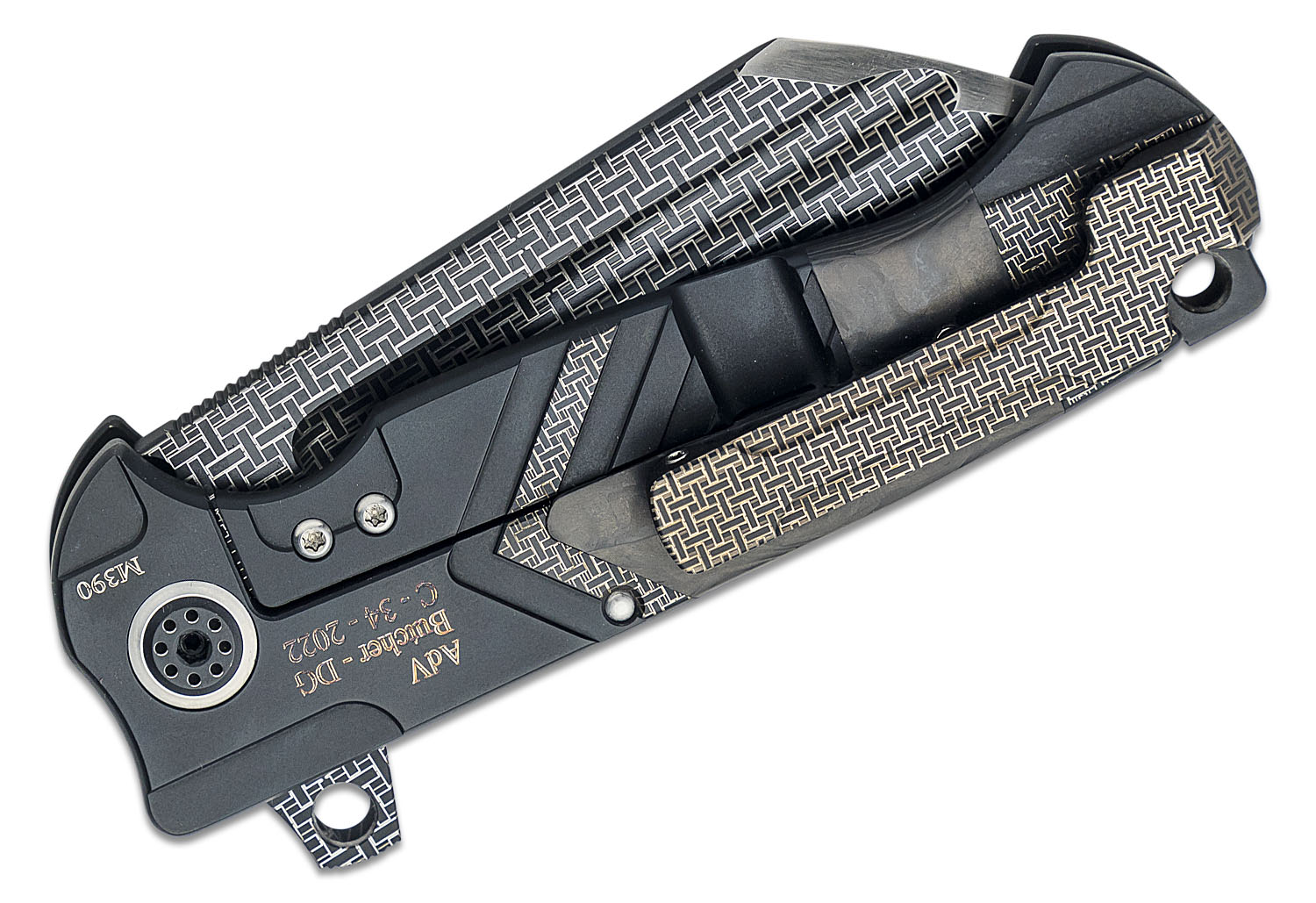 Andre De Villiers Knives Butcher DG Flipper Knife 4" M390 Laser Etched ...