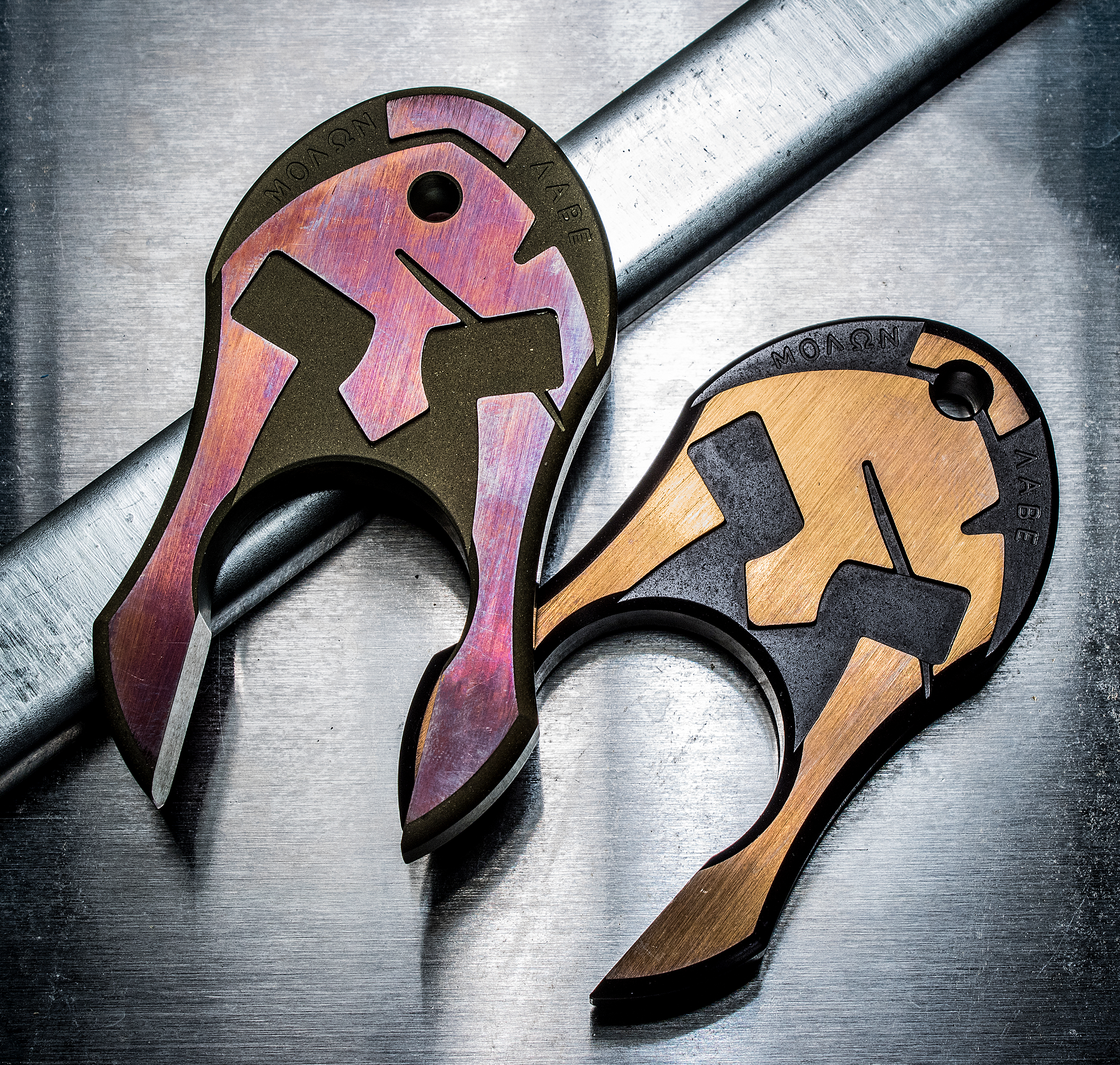 Andre De Villiers Knives Yellow Anodized Titanium Spartan Knuck ...
