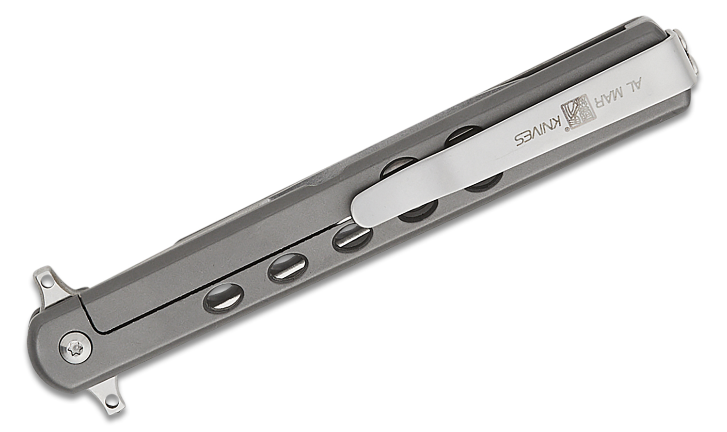 Al Mar Quicksteel Ultralight Frame Lock Flipper Knife 3.1" D2 Satin Talon Spear Point, Milled ...