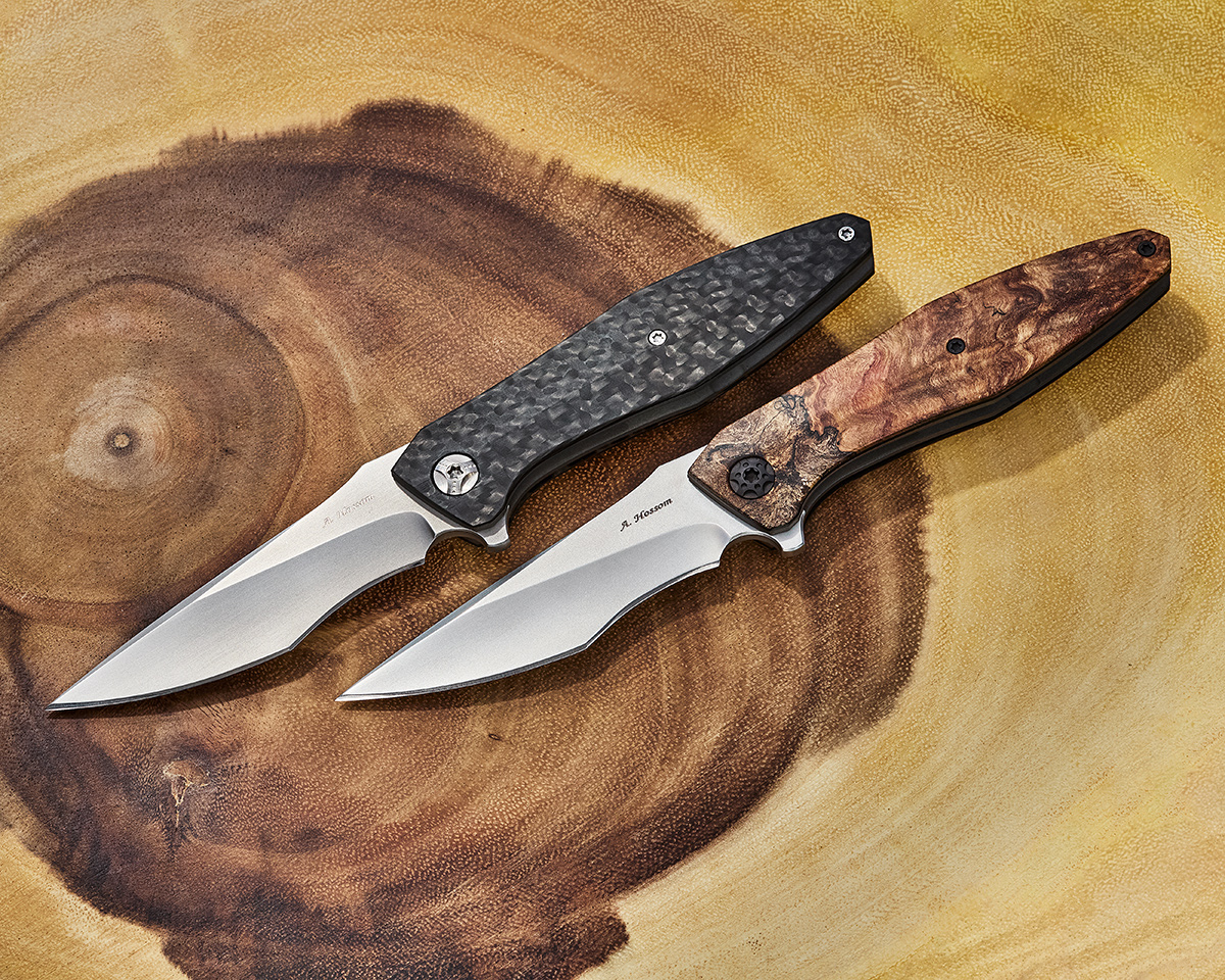 Alex Hossom Custom Primo Liner Lock Flipper Knife 3.5" CPM-154 Belt ...
