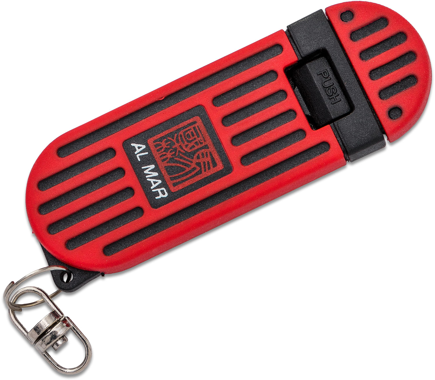 Al Mar Stinger Keychain Knife 1.3" D2 Drop Point, Red & Black TPR ...