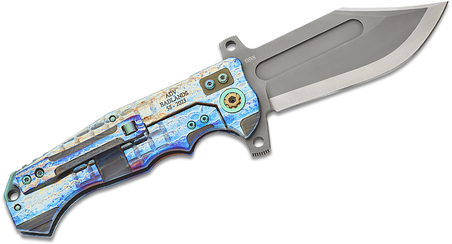 Andre De Villiers Knives Badlands Bowie Flipper Knife 4" S35VN Blasted ...