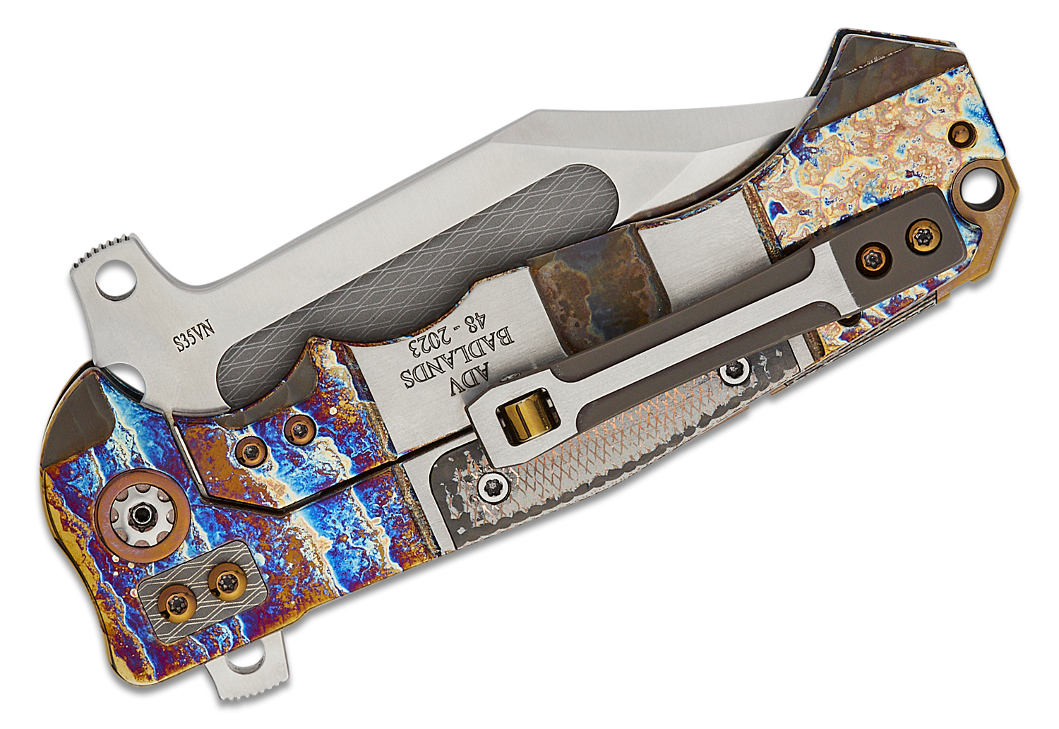 Andre De Villiers Knives Badlands Bowie Flipper Knife 4" S35VN Satin ...