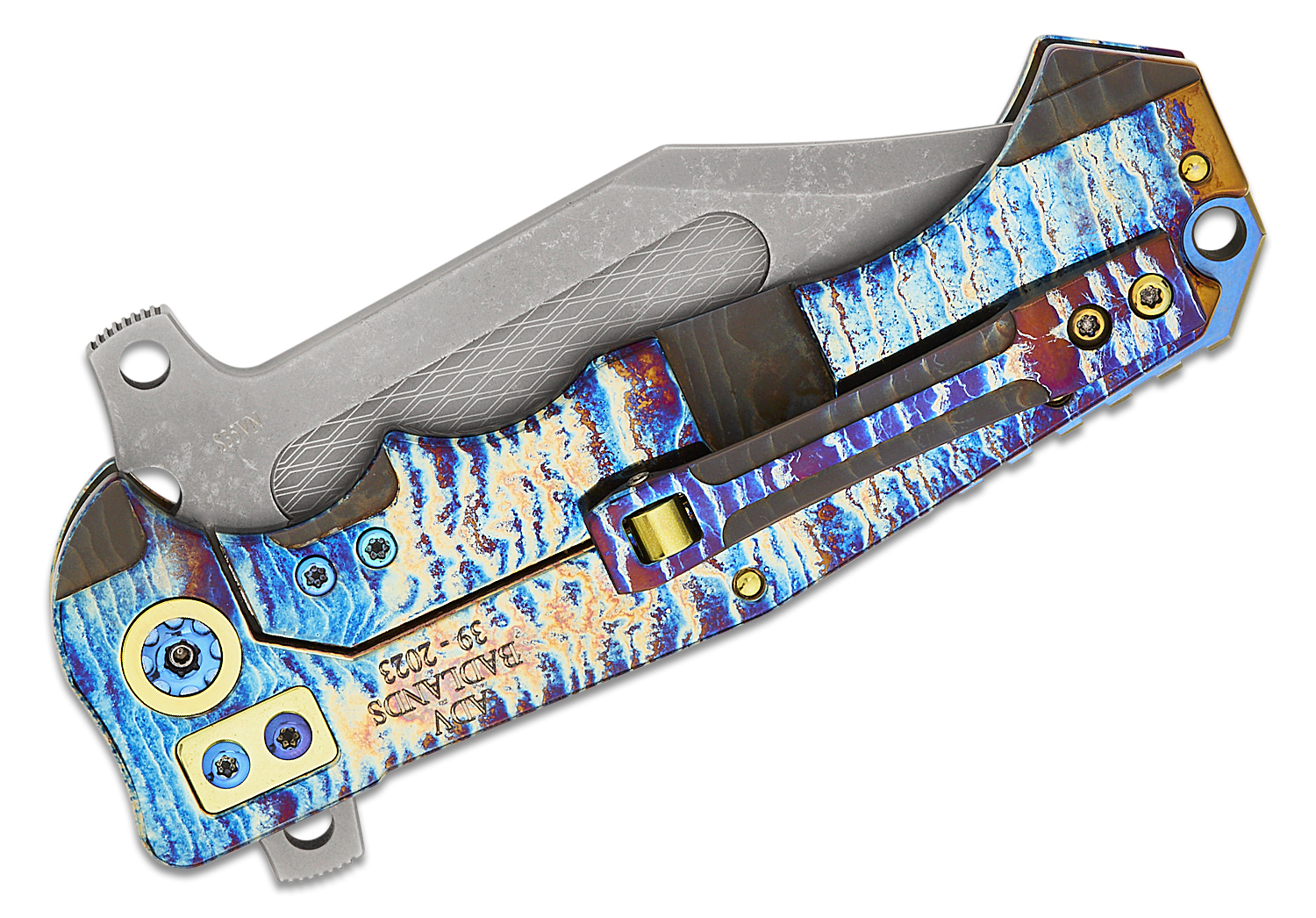 Andre De Villiers Knives Badlands Bowie Flipper Knife 4" S35VN Tumbled ...