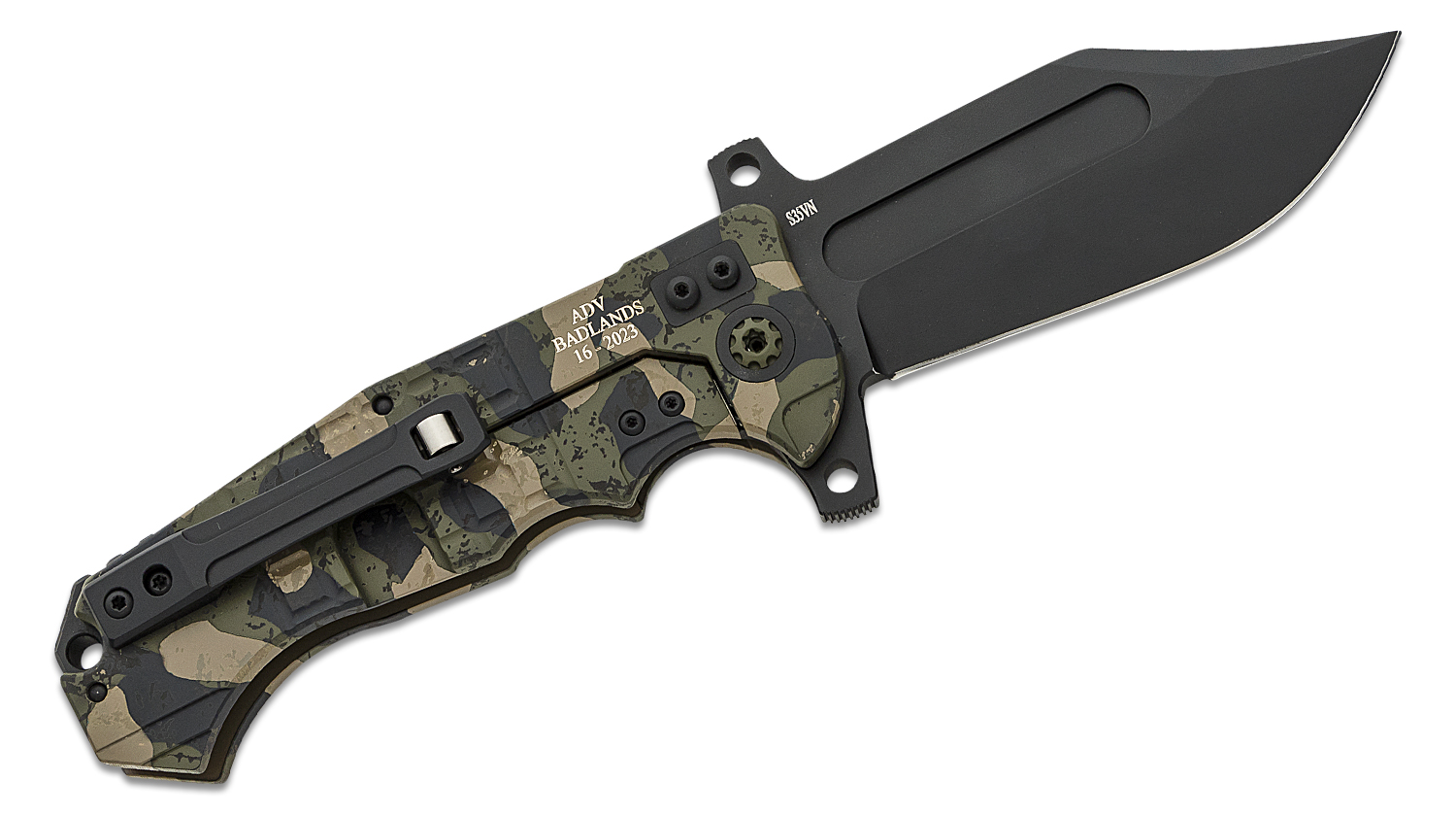 Andre De Villiers Knives Badlands Bowie Flipper Knife 4" S35VN Black ...