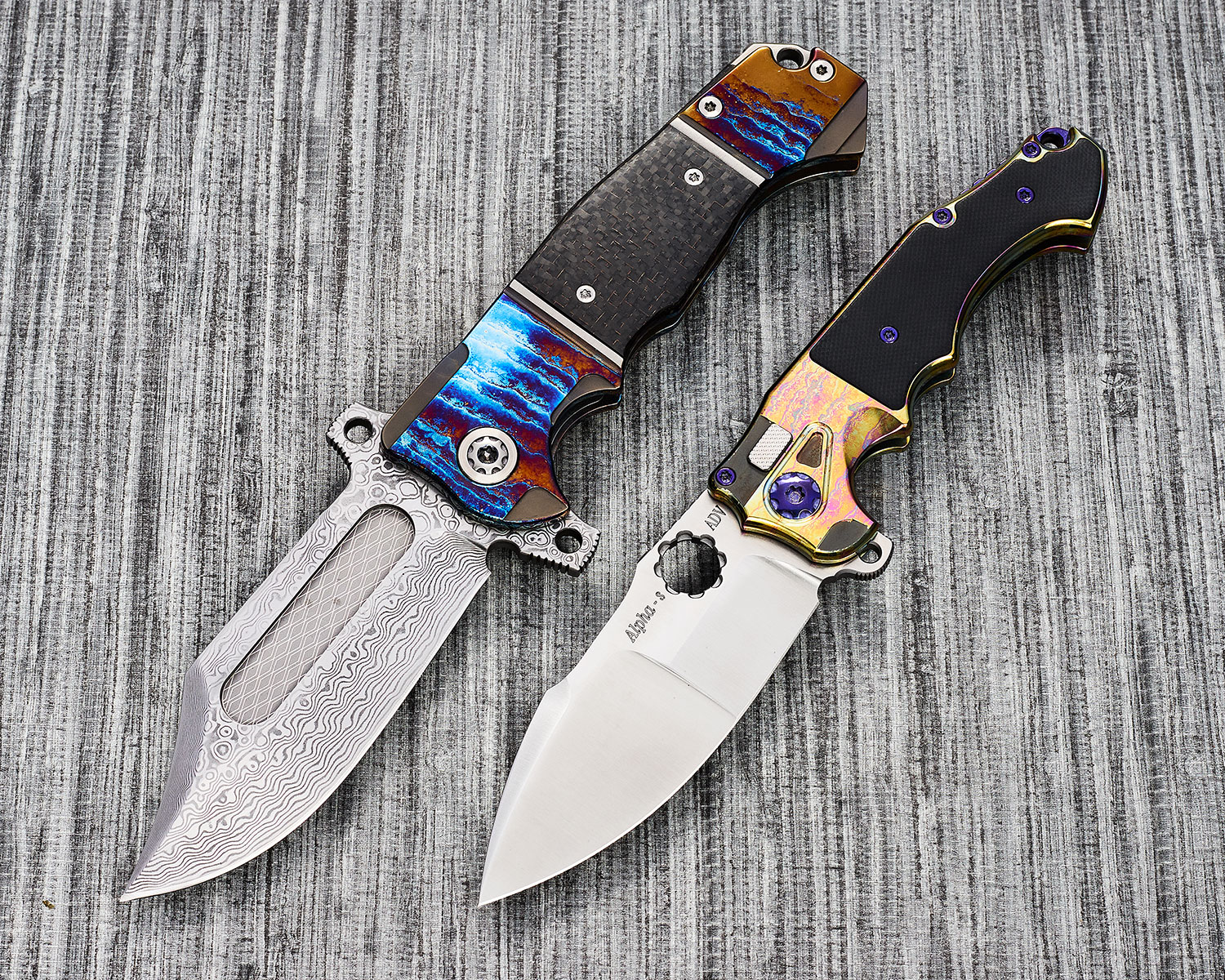 Andre De Villiers Knives Badlands Bowie Flipper Knife 4" VG-10 Damascus ...