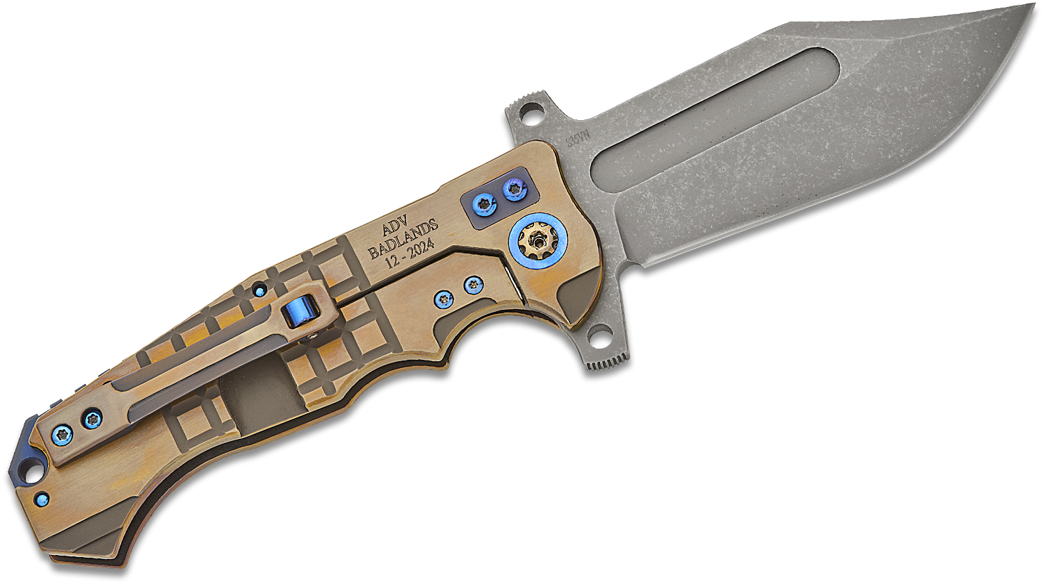 Andre De Villiers Knives Badlands Bowie Flipper Knife 4" S35VN Tumbled ...