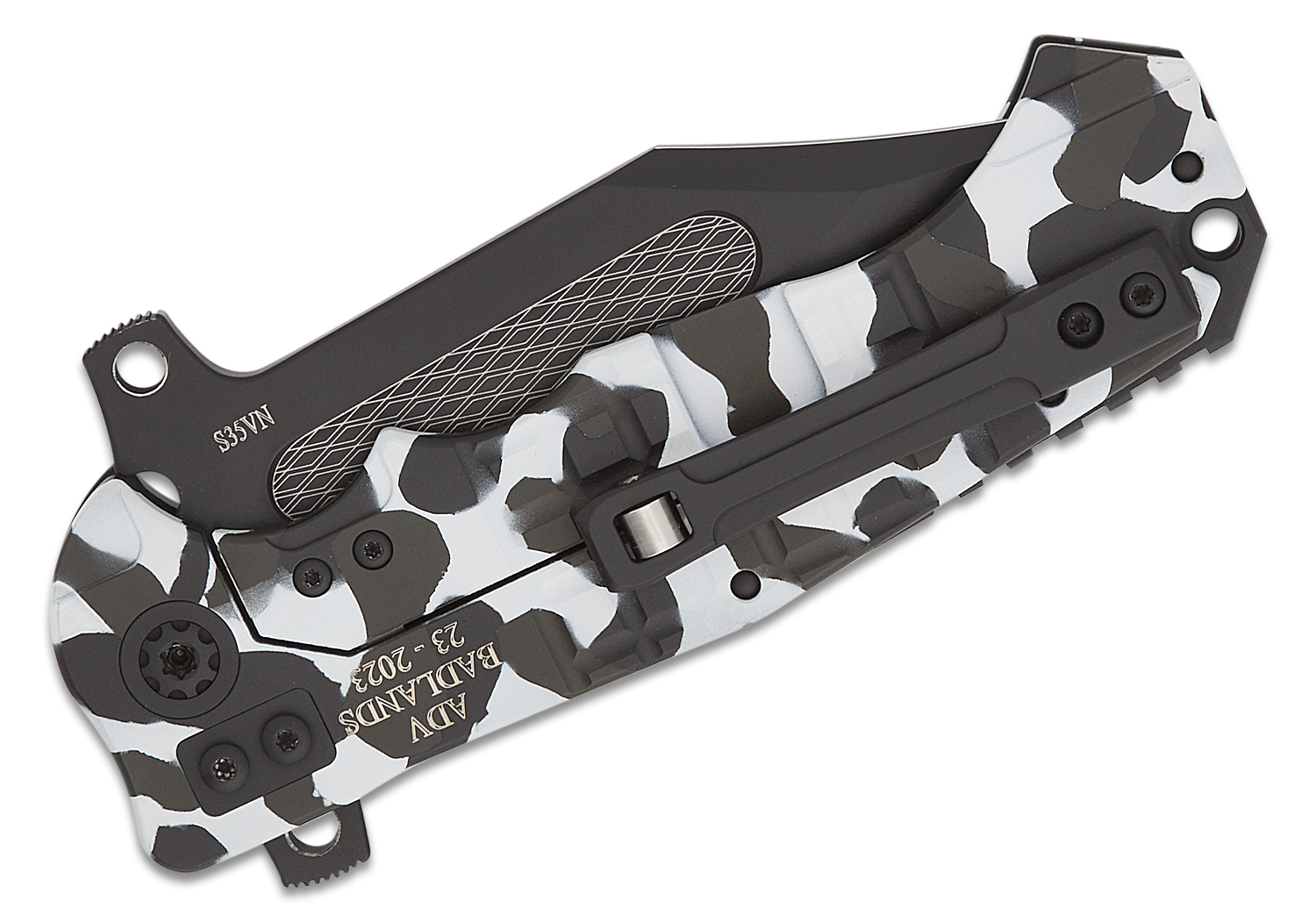 Andre De Villiers Knives Badlands Bowie Flipper Knife 4" S35VN Black ...