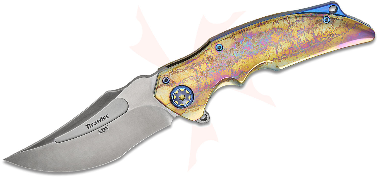 Andre De Villiers Knives Brawler Frame Lock Flipper Knife 3.875" M390 ...