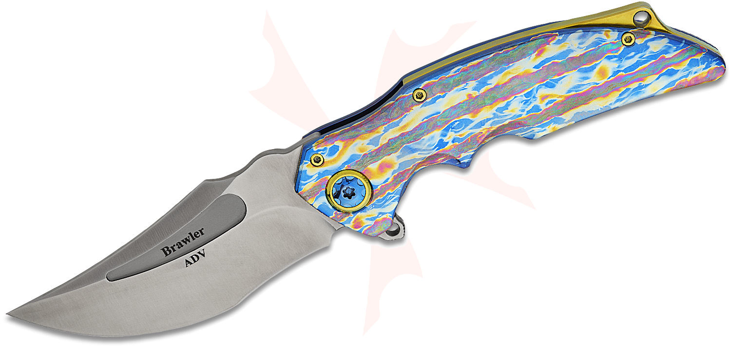 Andre De Villiers Knives Brawler Frame Lock Flipper Knife 3.875" M390 ...