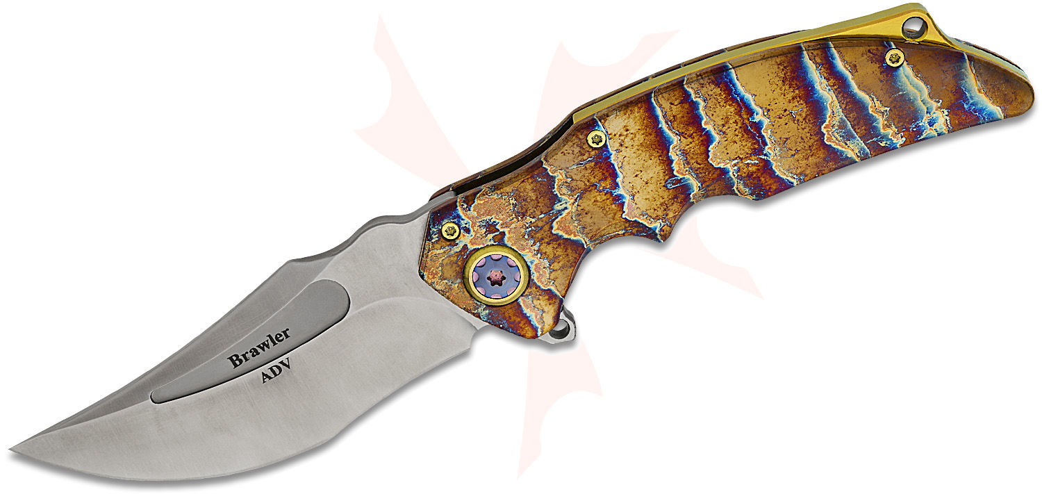 Andre De Villiers Knives Brawler Frame Lock Flipper Knife 3.875" M390 ...