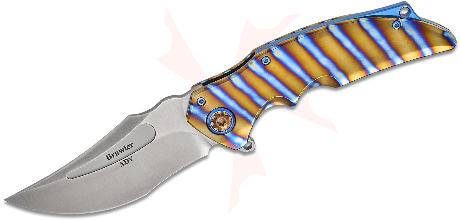Andre De Villiers Knives Brawler Frame Lock Flipper Knife 3.875" M390 ...