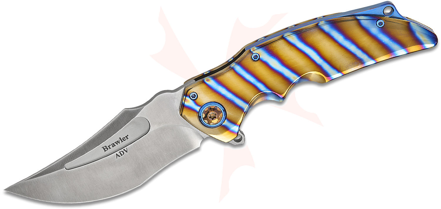 Andre De Villiers Knives Brawler Frame Lock Flipper Knife 3.875" M390 ...