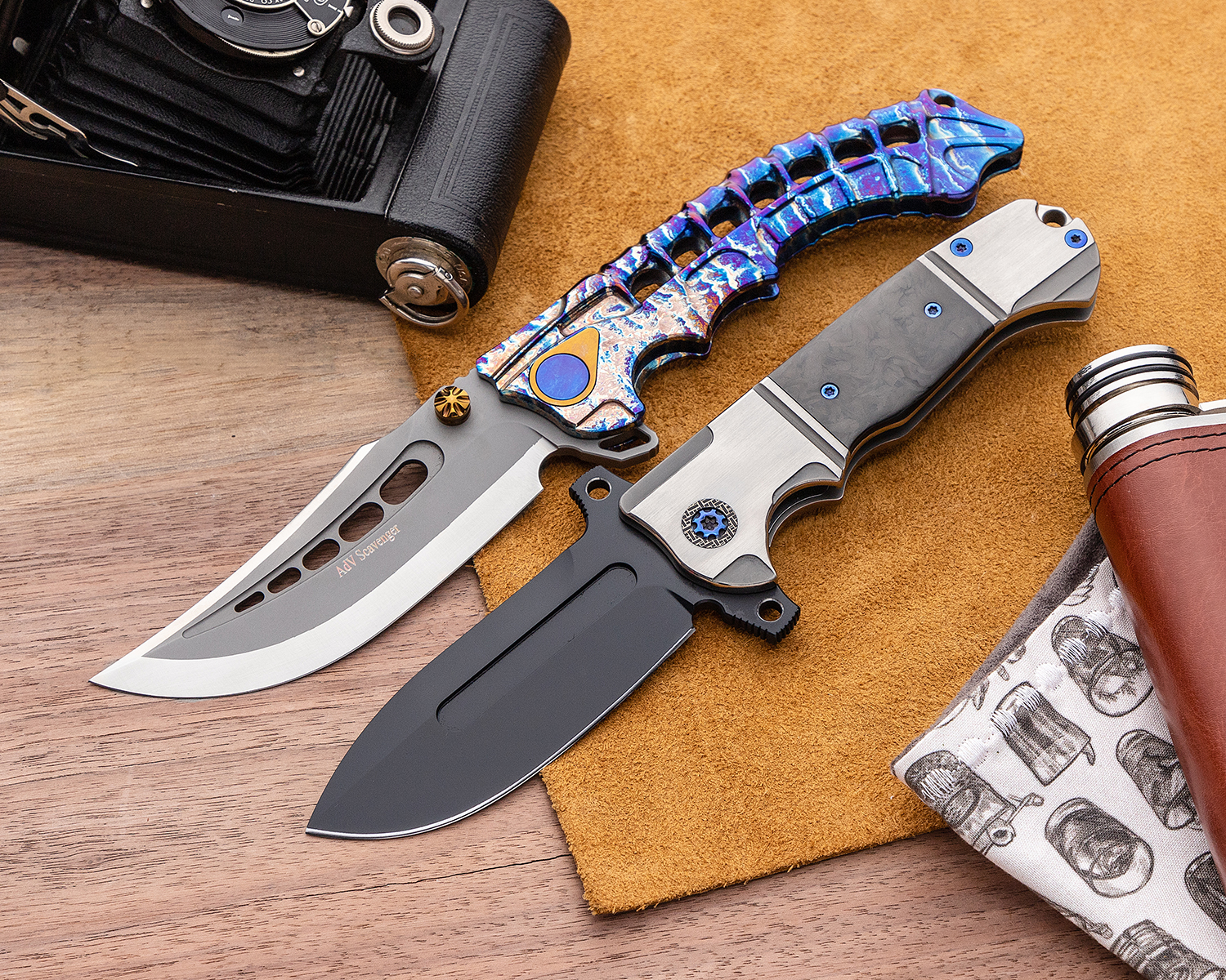 Andre De Villiers Knives DF Double Flipper Knife 3.75" N690 Black ...