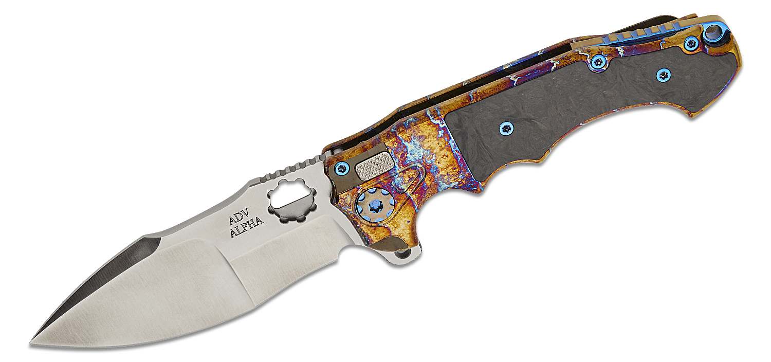 Andre De Villiers Knives Mini Alpha Flipper Knife 3.625" S35VN Satin Compound Recurve Blade ...