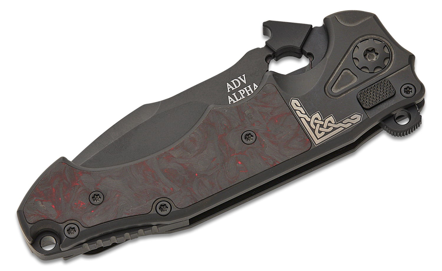 Andre De Villiers Knives Mini Alpha Flipper Knife 3.625" S35VN Black Cerakote Compound Recurve ...