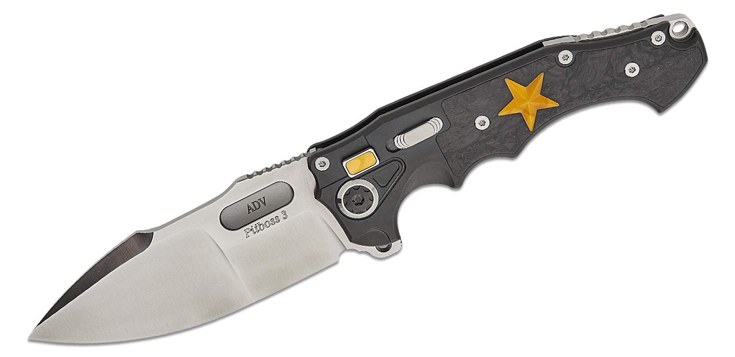 Andre De Villiers Knives Pitboss 3 Large Button Lock Flipper Knife with ...