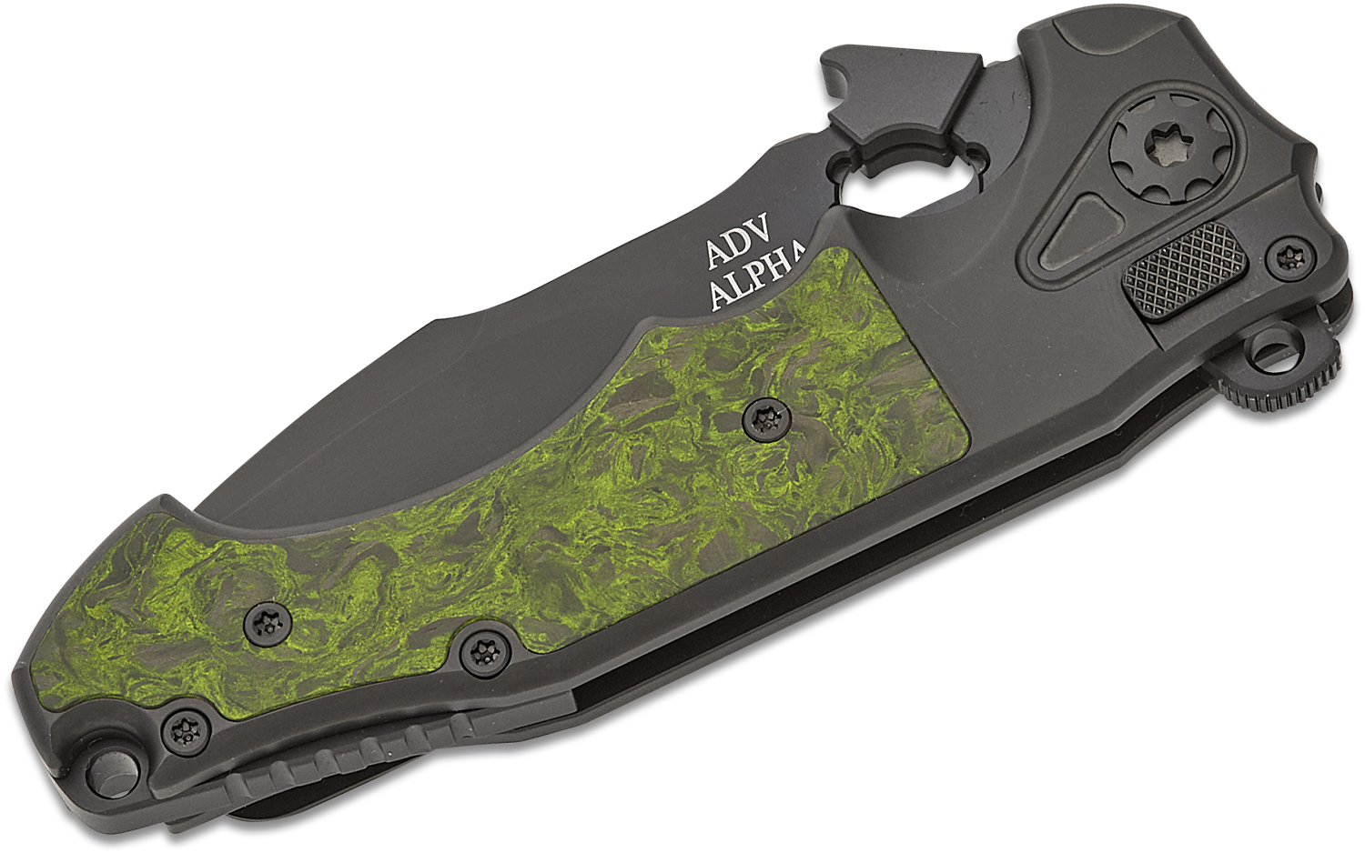 Andre De Villiers Knives Mini Alpha Flipper Knife 3.625" S35VN Black Cerakote Compound Recurve ...