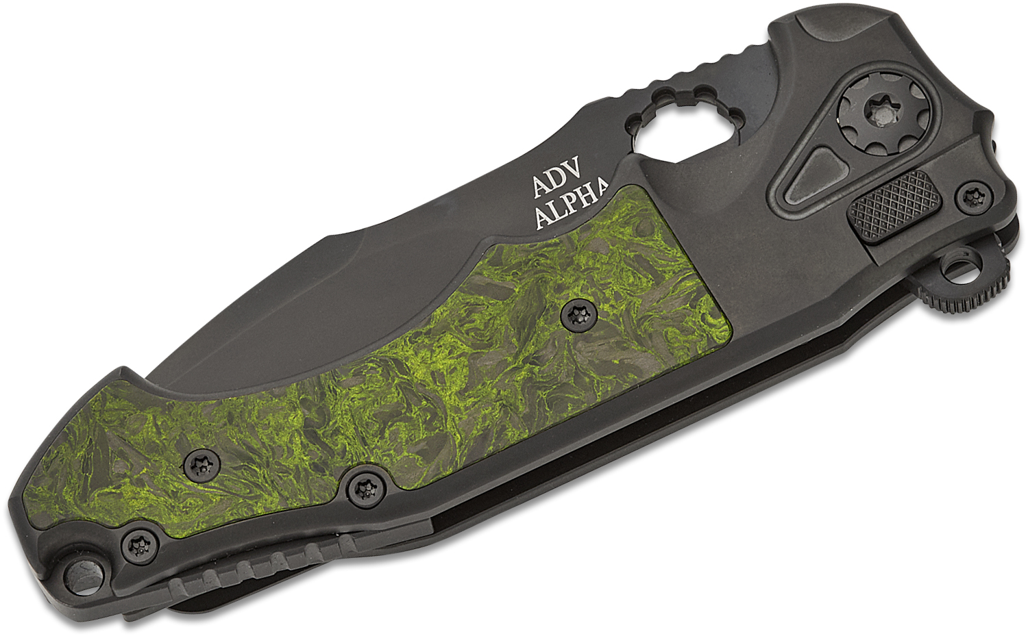 Andre De Villiers Knives Mini Alpha Flipper Knife 3.625" S35VN Black Cerakote Compound Recurve ...