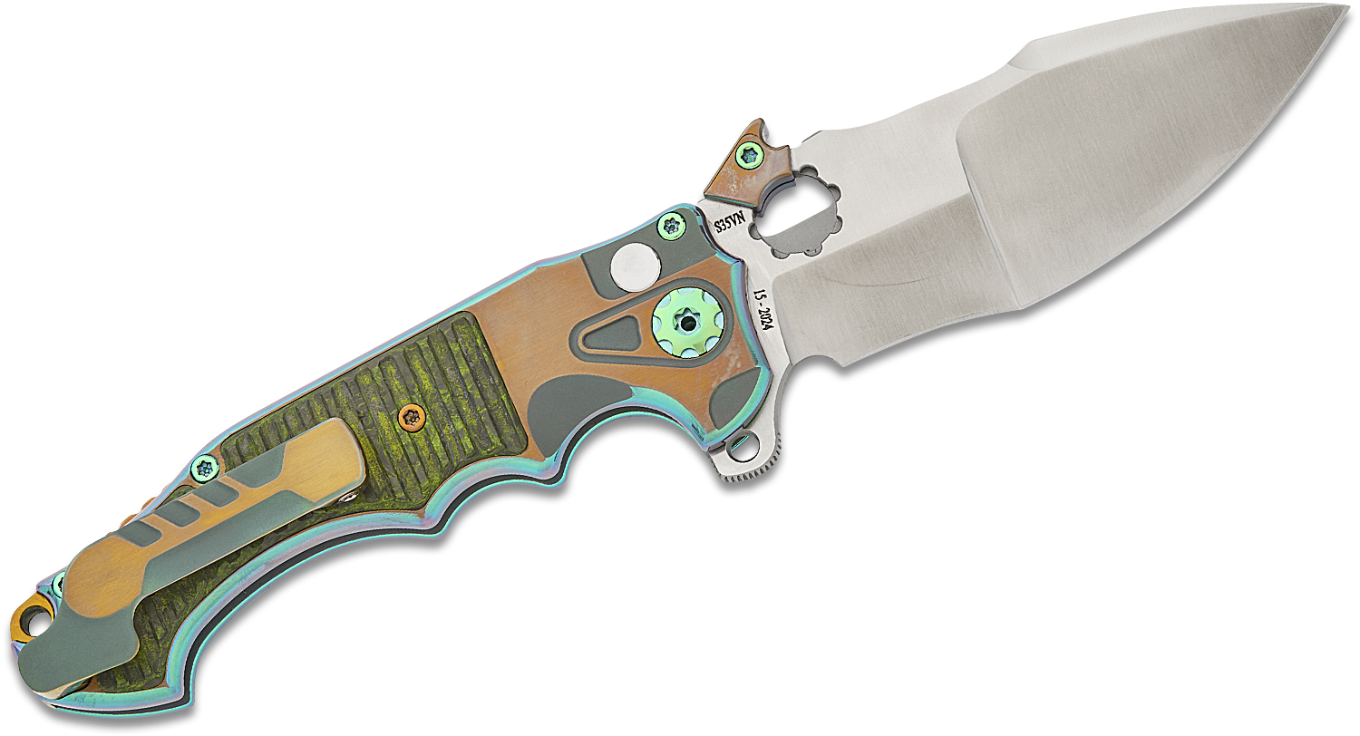 Andre De Villiers Knives Mini Alpha Flipper Knife 3.625" S35VN Satin Compound Recurve Blade with ...