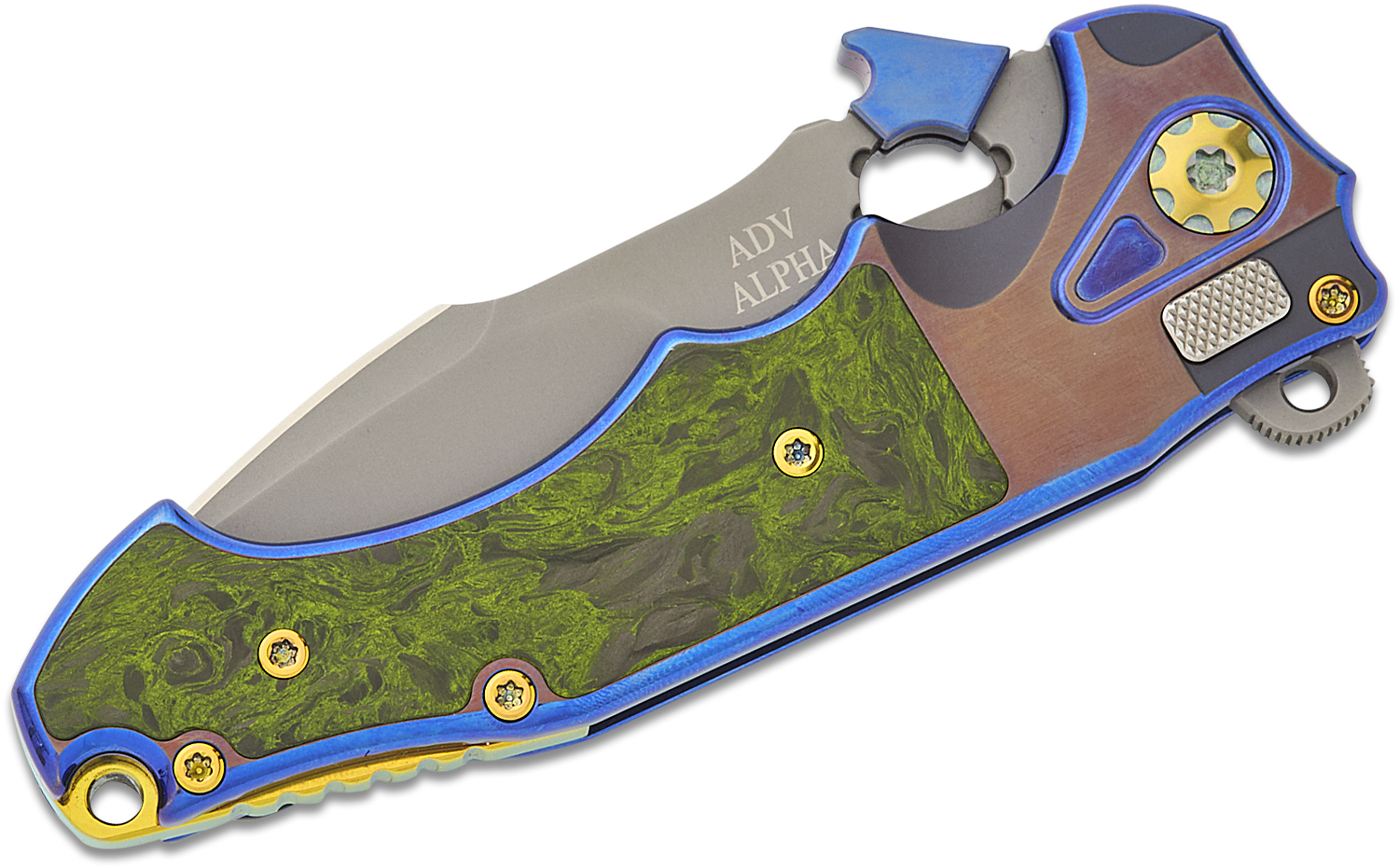 Andre De Villiers Knives Mini Alpha Flipper Knife 3.625" S35VN Blasted Compound Recurve Blade ...