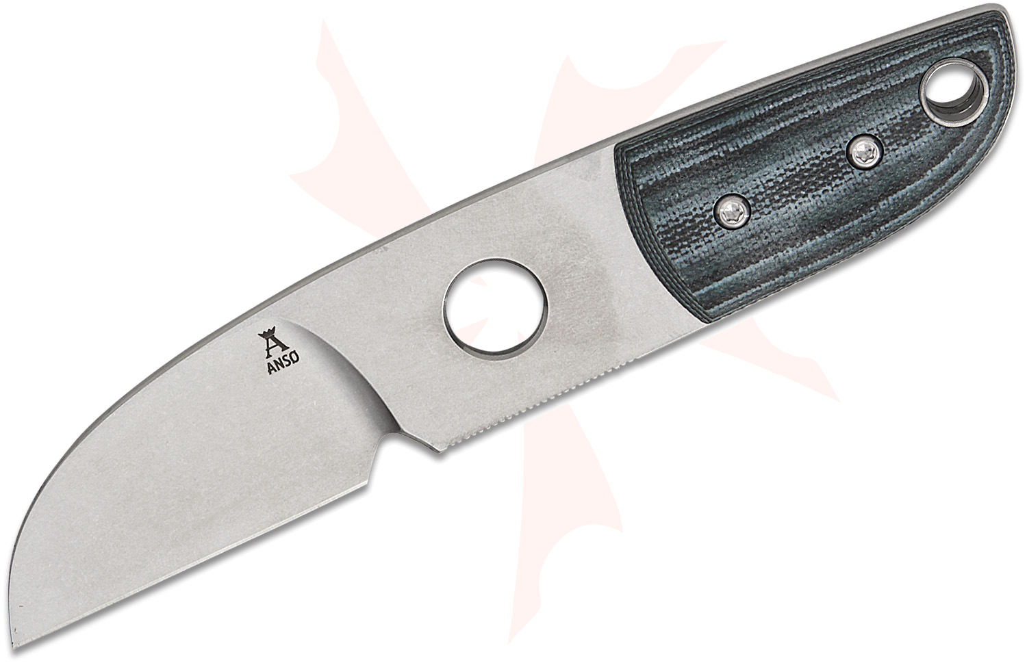 Anso of Denmark Sheepsfoot Fixed Blade Knife 2.125" RWL-34 Stonewashed ...