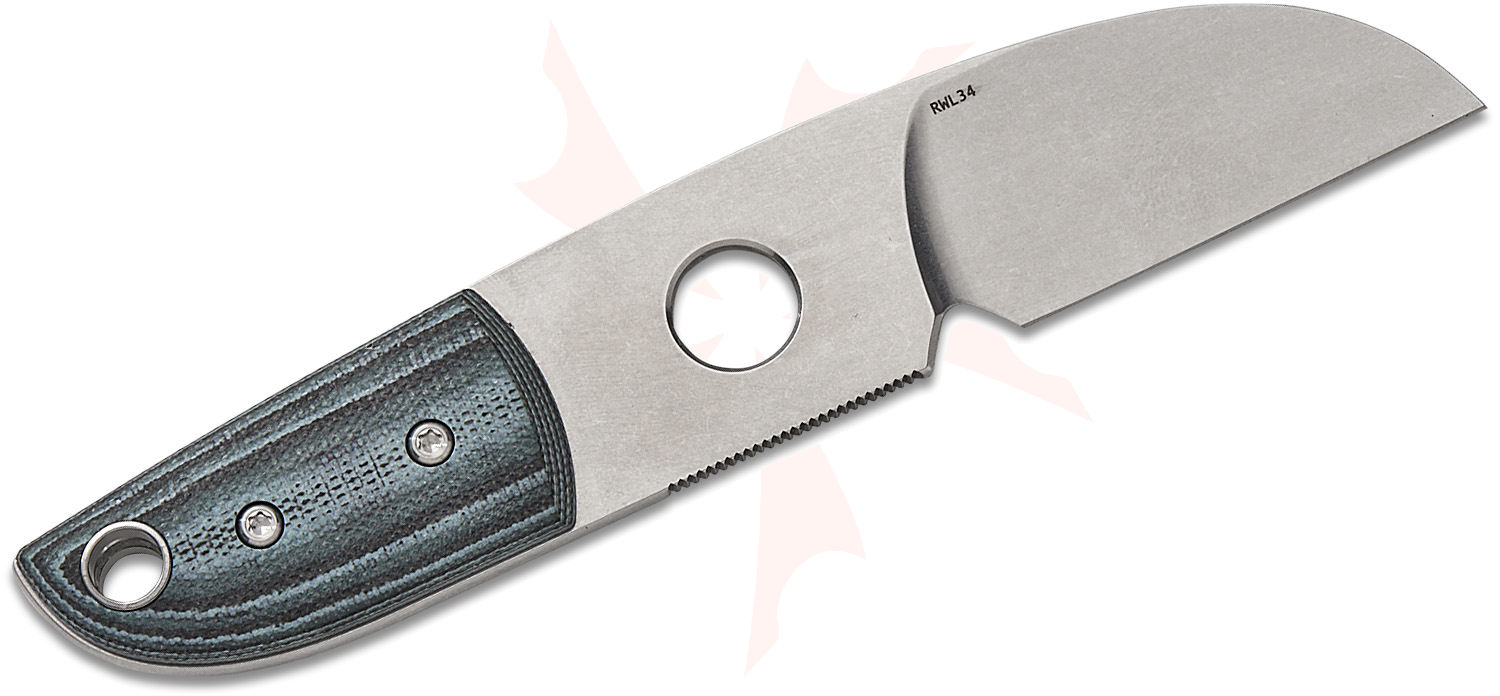 Anso of Denmark Sheepsfoot Fixed Blade Knife 2.125" RWL-34 Stonewashed ...