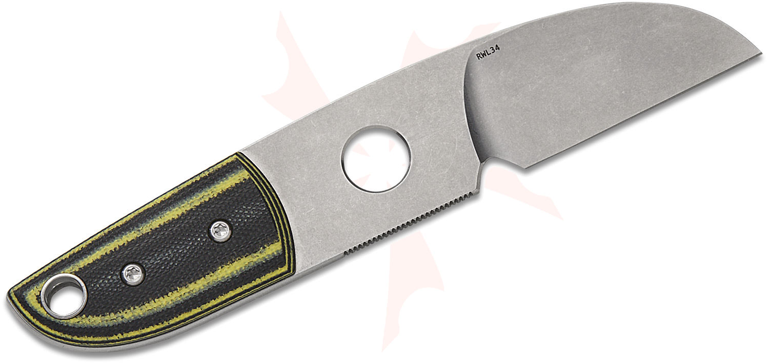 Anso of Denmark Sheepsfoot Fixed Blade Knife 2.125" RWL-34 Stonewashed ...