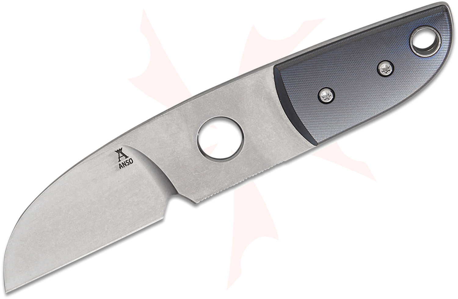 Anso of Denmark Sheepsfoot Fixed Blade Knife 2.125" RWL-34 Stonewashed ...