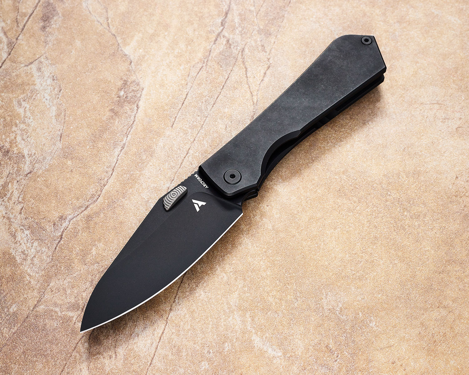 Arcform Knives Brian Keyes Theory Frame Lock Folding Knife 3.5" M390 Black Drop Point Blade ...