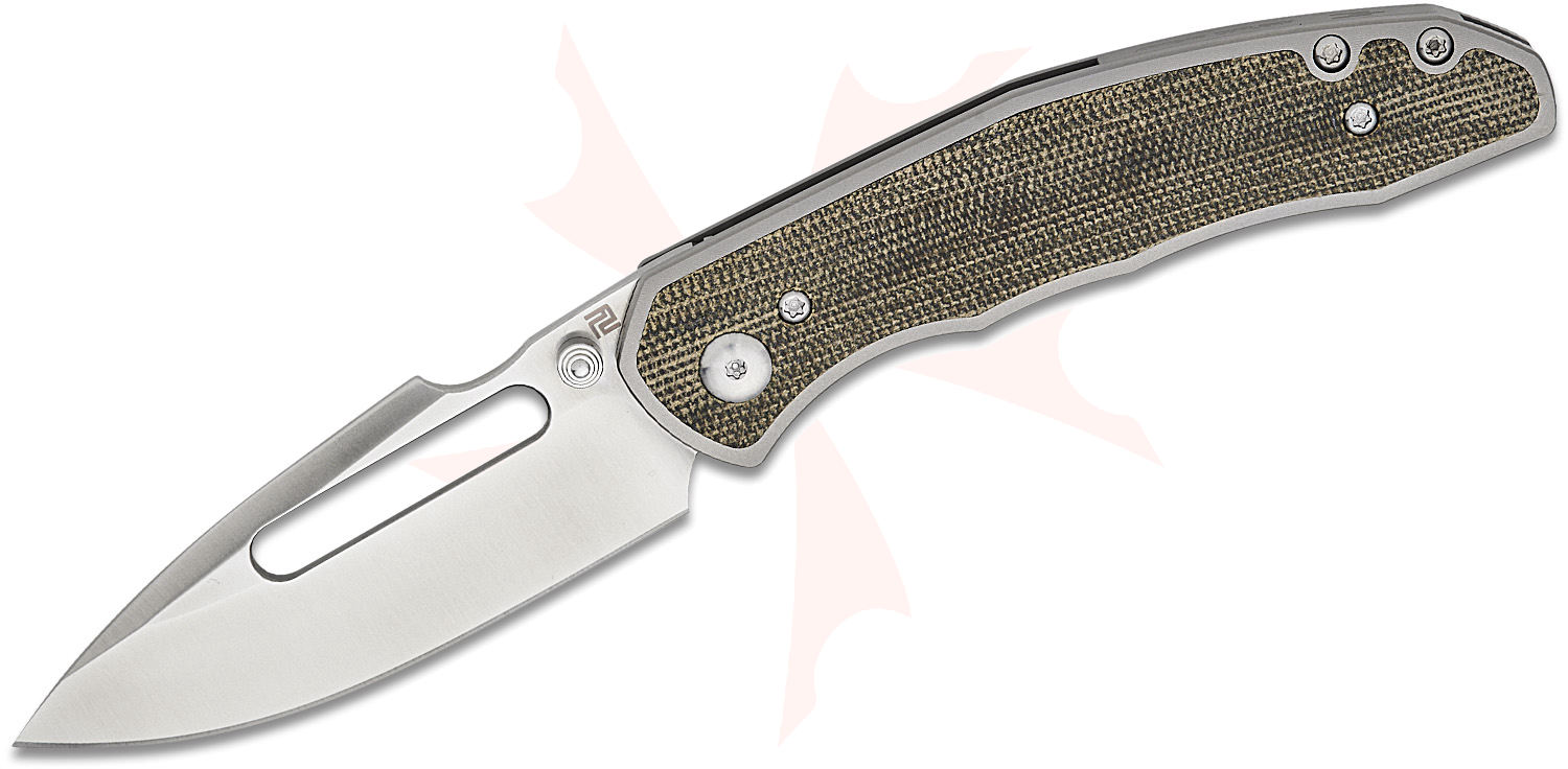 ArtisanCutlery Boa Frame Lock Front Flipper Knife 3.12" S35VN Sand ...