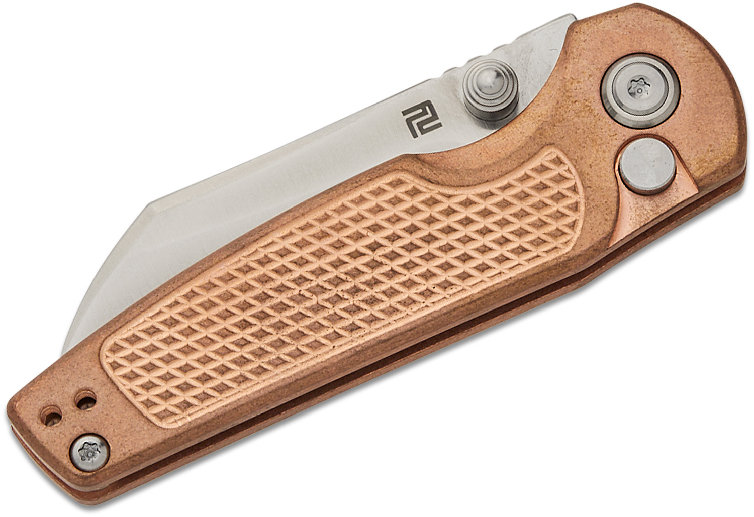 ArtisanCutlery Cleo Button Lock Folding Knife 2.54" CPM-S90V Sand ...