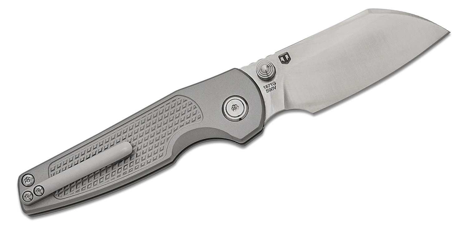 ArtisanCutlery Cleo Button Lock Folding Knife 2.54" CPM-S90V Sand ...