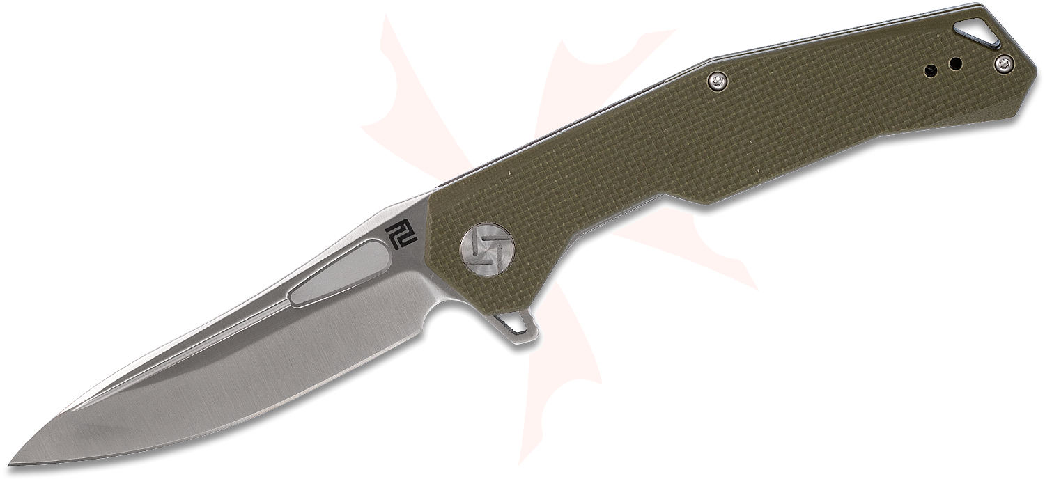 ArtisanCutlery Zumwalt 1808P-GNF Flipper Knife 3.88" Satin D2 Drop ...