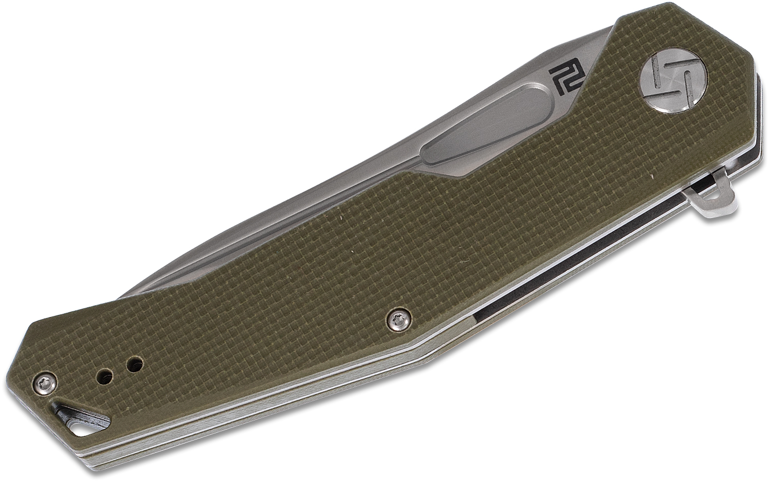 ArtisanCutlery Zumwalt 1808P-GNF Flipper Knife 3.88" Satin D2 Drop ...