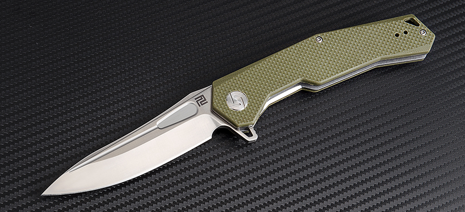 ArtisanCutlery Zumwalt 1808P-GNF Flipper Knife 3.88" Satin D2 Drop ...