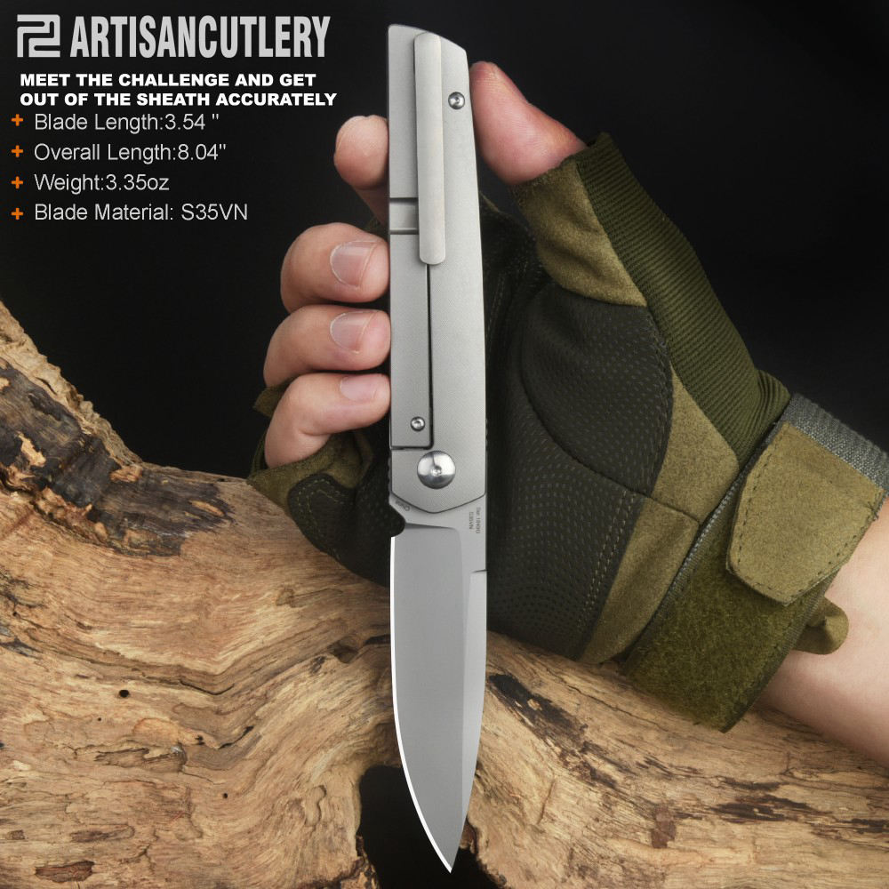 ArtisanCutlery Sirius Front Flipper Knife 3.54" S35VN Satin Drop Point ...