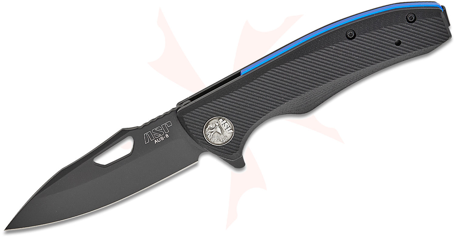 ASP PDK Police Duty Assisted Folding Knife 3.4" AUS-8 Black Drop Point ...