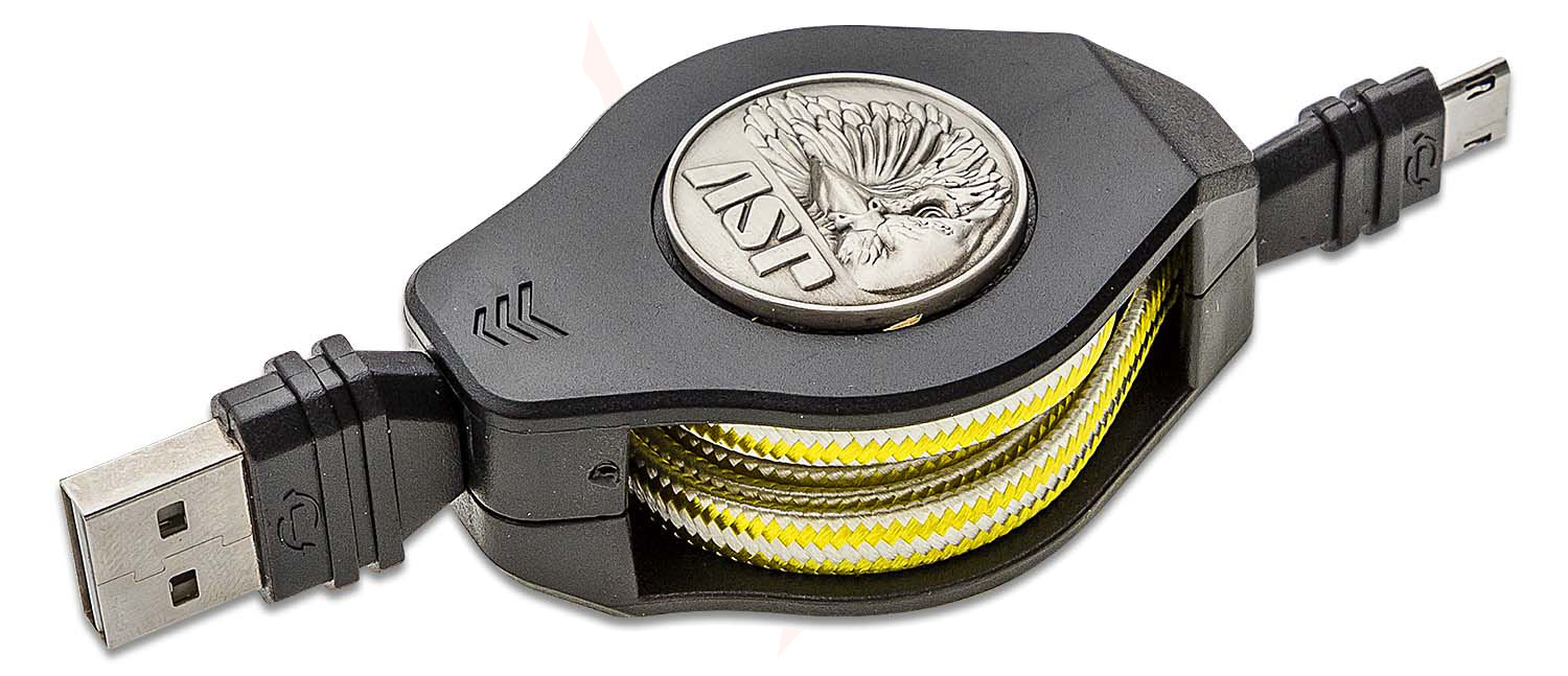 ASP Retractable Plus USB to Micro USB Charging Cable, Yellow Braided ...