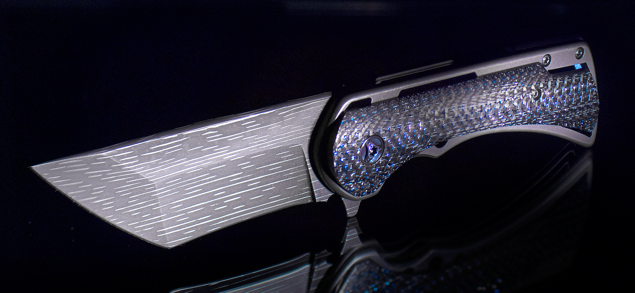 Rick Barrett Custom Tanto Flipper 3.625" Nichols Starfire Damascus ...