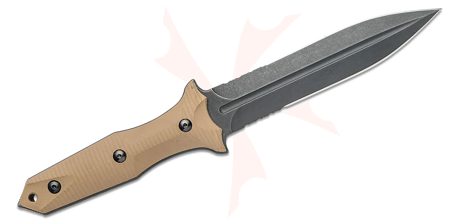 Bastinelli Creations Grozo Fixed Blade Knife 6" N690 Black PVD Double ...