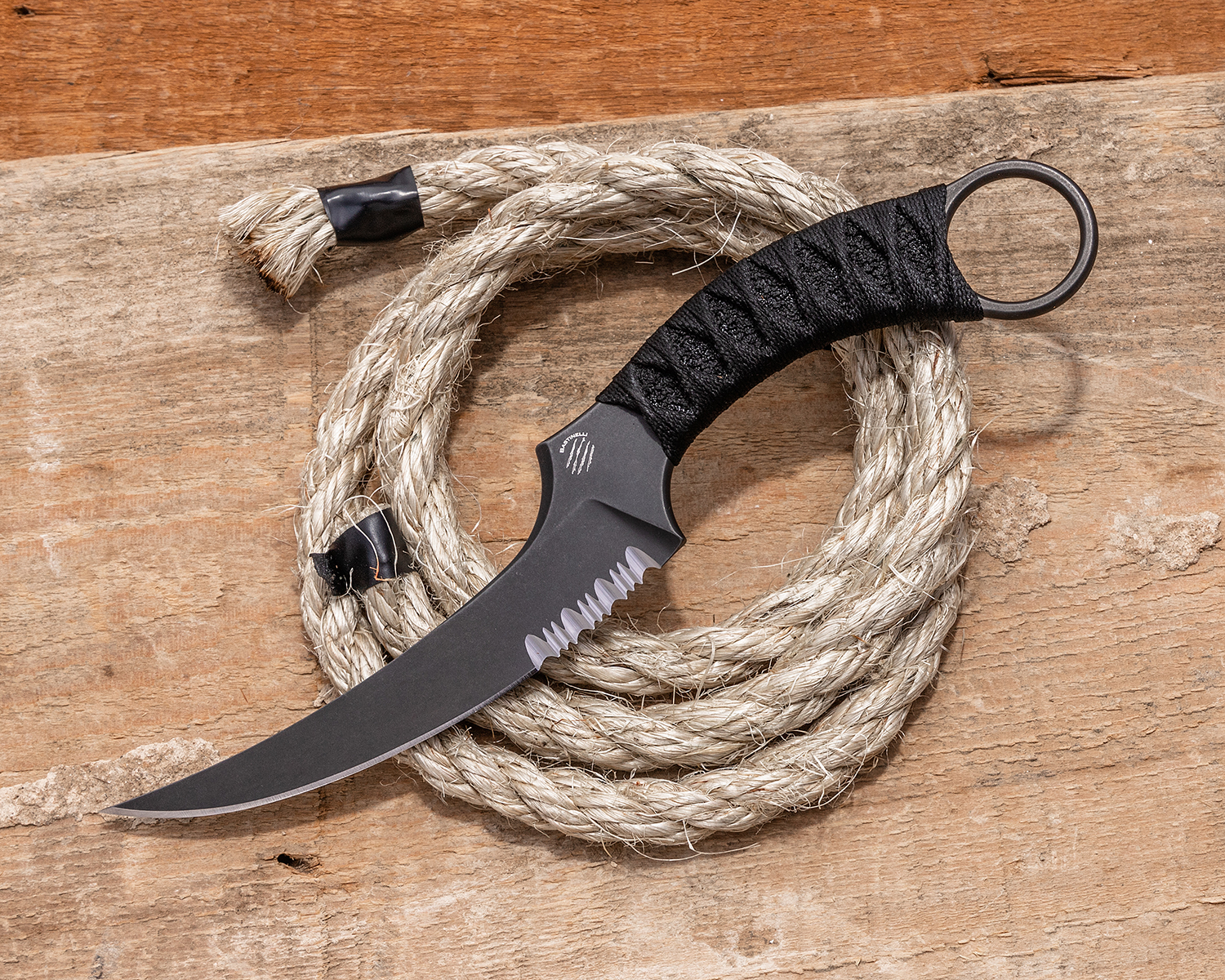 Bastinelli Creations Mako Fixed Blade Knife 4.625" N690Co Black PVD ...