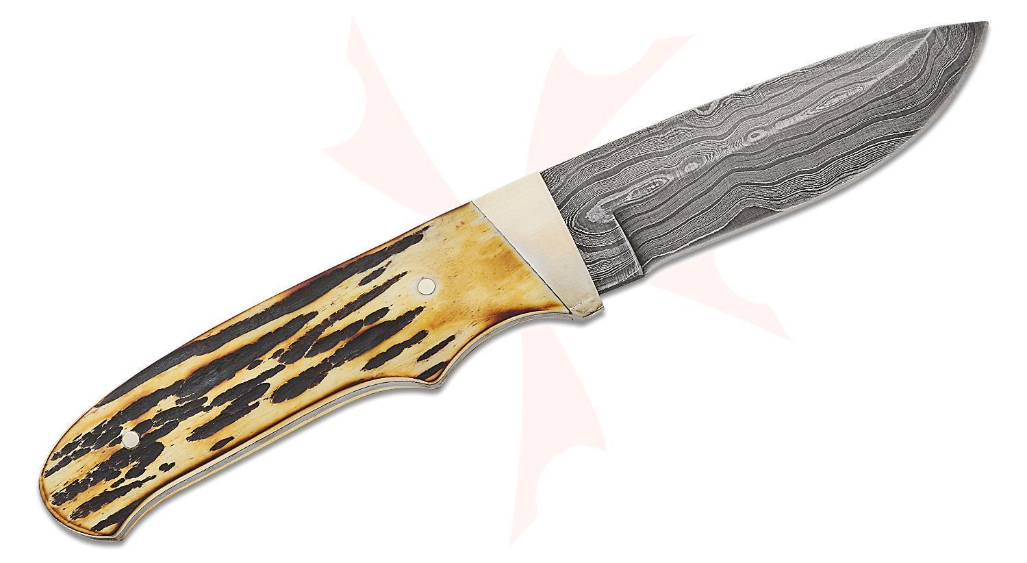 Bear & Son Pro Skinner w/ Damascus Blade & India Stag Bone Handle ...